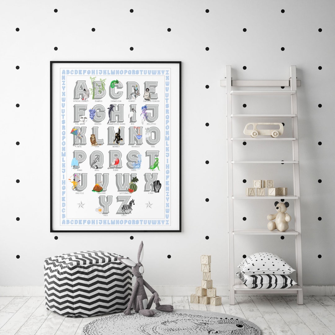 DIGITAL DOWNLOAD Alphabet Art Print for Children's Nursery, BOYS - Etsy