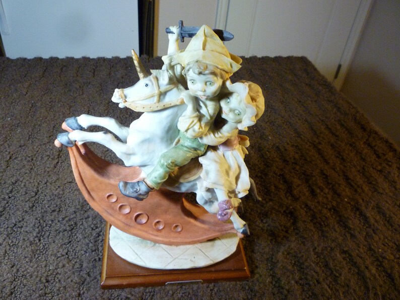 Small Girl and Boy on Rocking Horse, Armani, 12 H X 8 W X 5 D ...