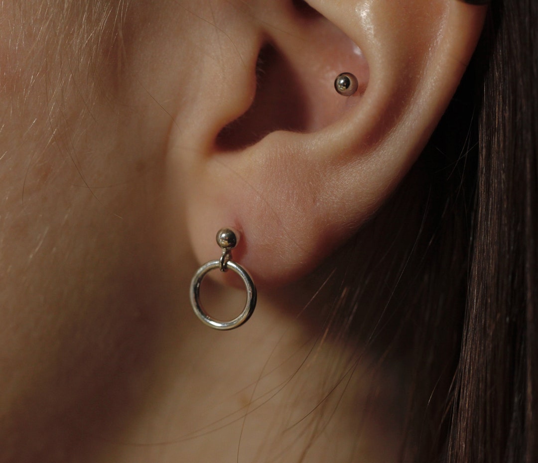 Silver Infinity Circle Ring O Ring Ball Stud Earrings Silver O Ring ...