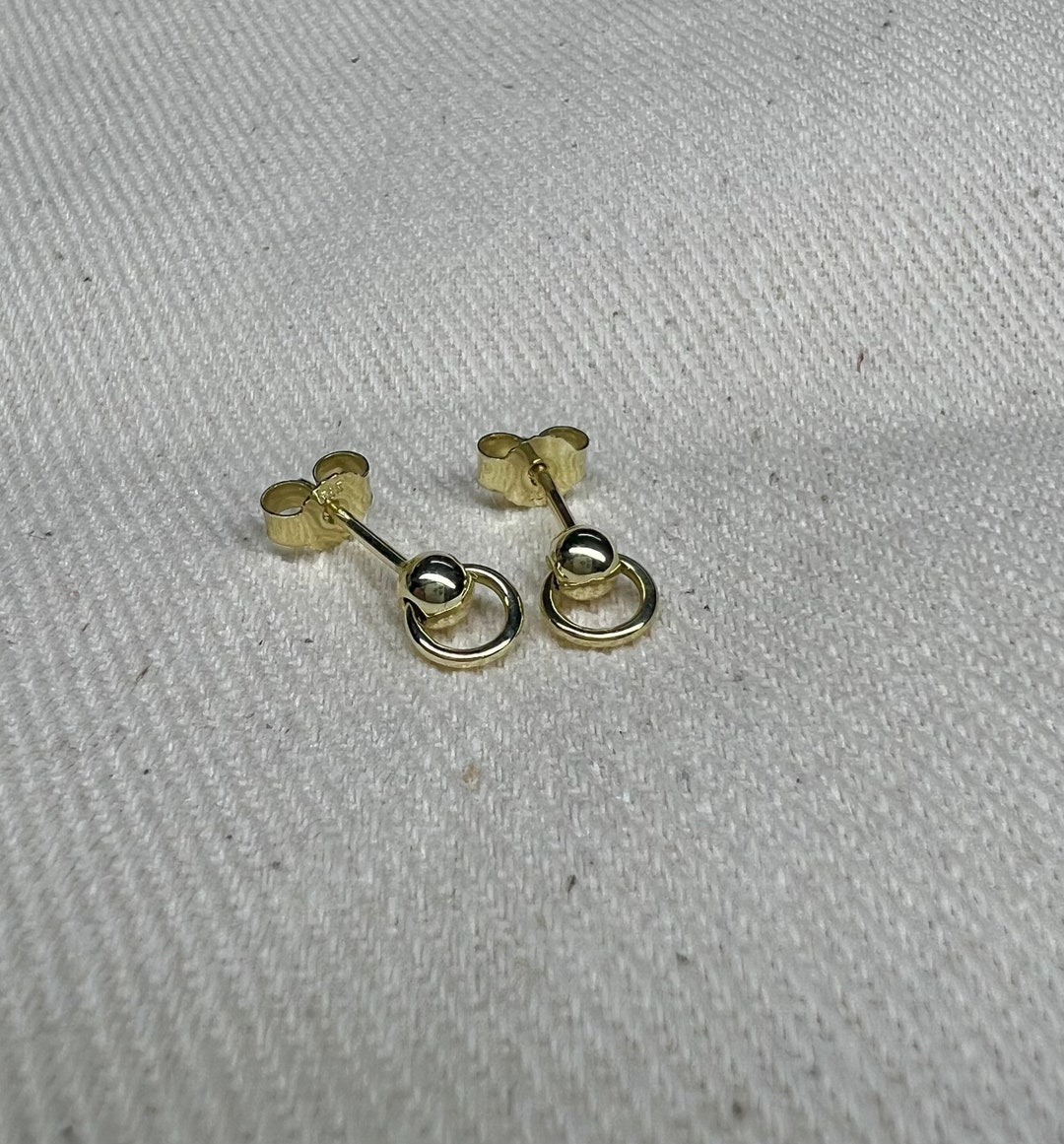 Stud Earrings basics Gold, Size S, 585 Gold, Yellow Gold, 14 K, O-ring ...