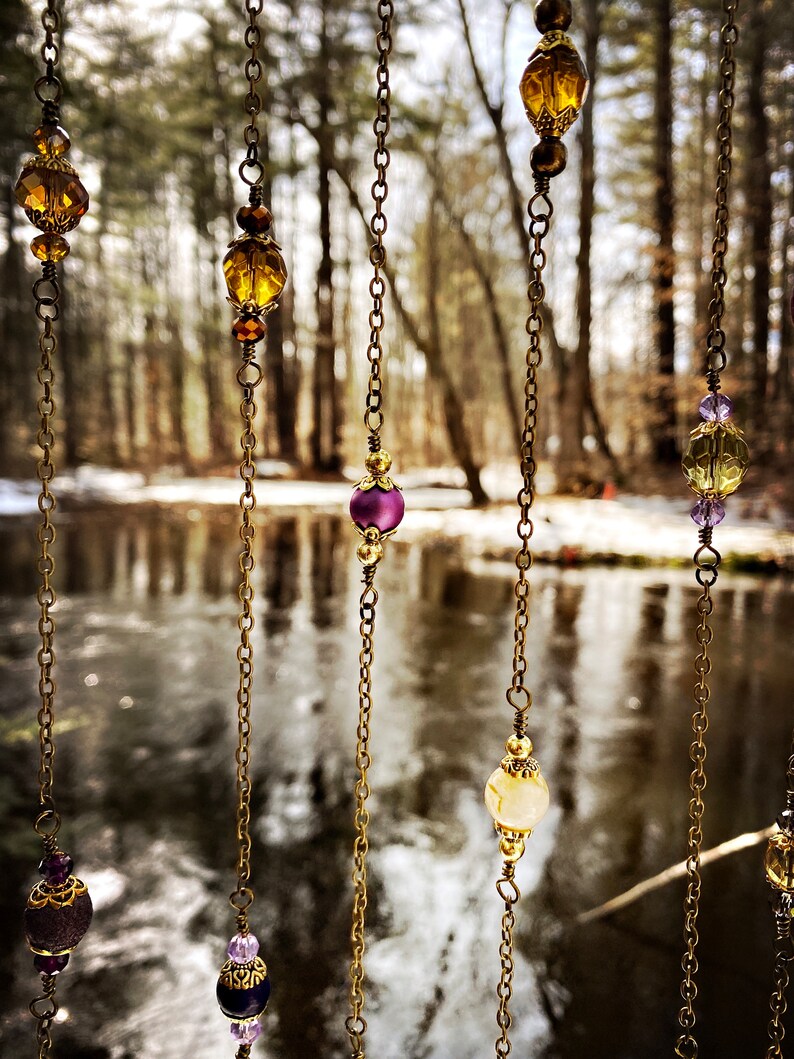 Boho Suncatcher Beaded Curtain Purple and Gold - Etsy