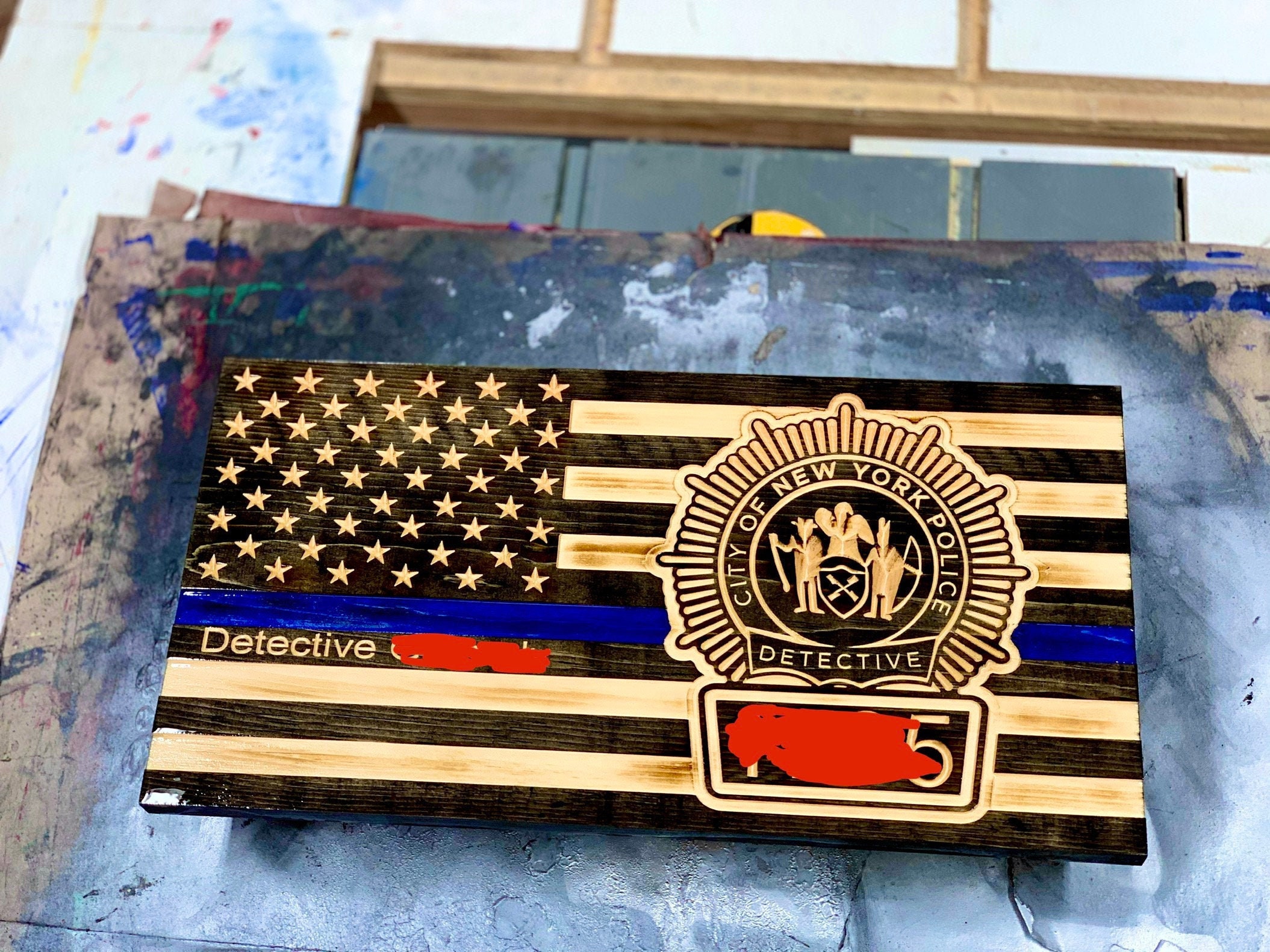 Thin Blue Line Wooden Flag Police Graduation Police Academy | Etsy