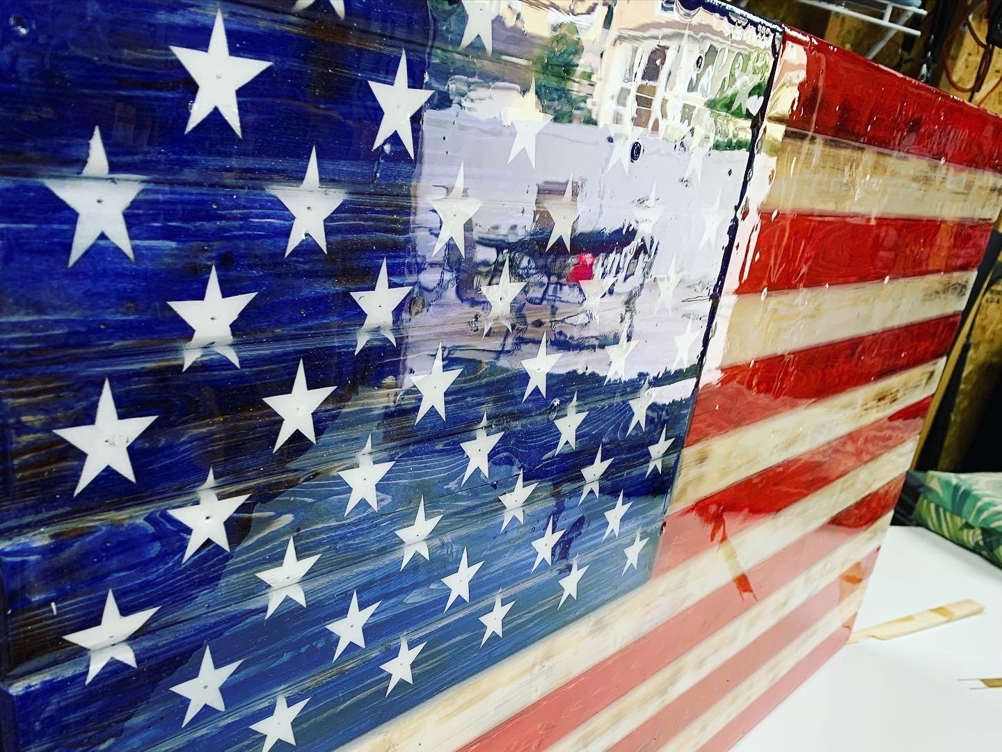 Wooden American Flag Covered With Clear Epoxy | Etsy
