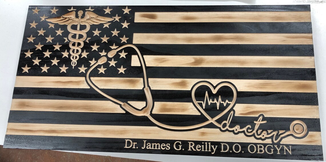 Medical Doctor Wooden American Flag Doctors Nurses | Etsy