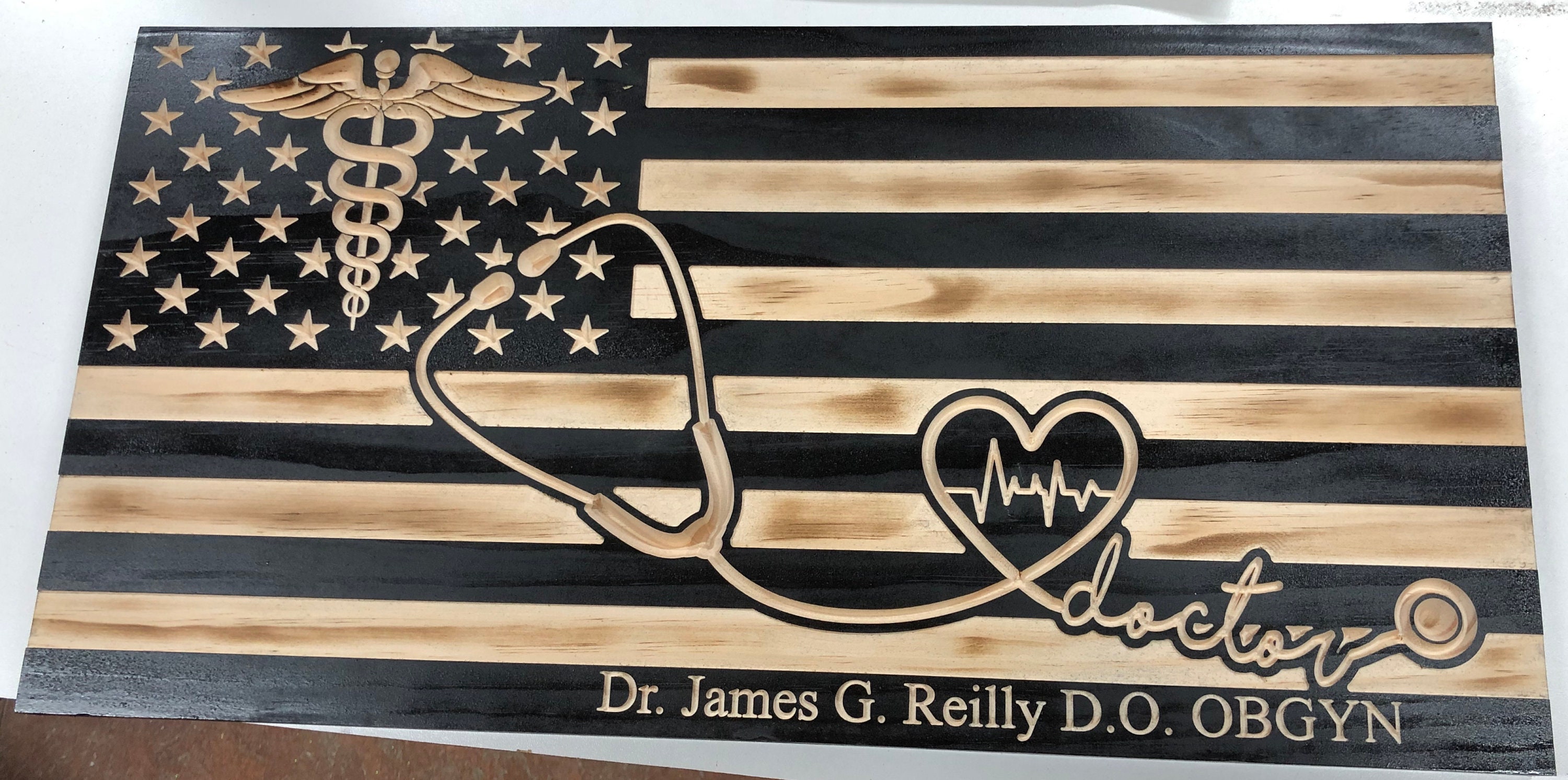 Medical Doctor Wooden American Flag - Doctors, Nurses, Paramedics, Army ...