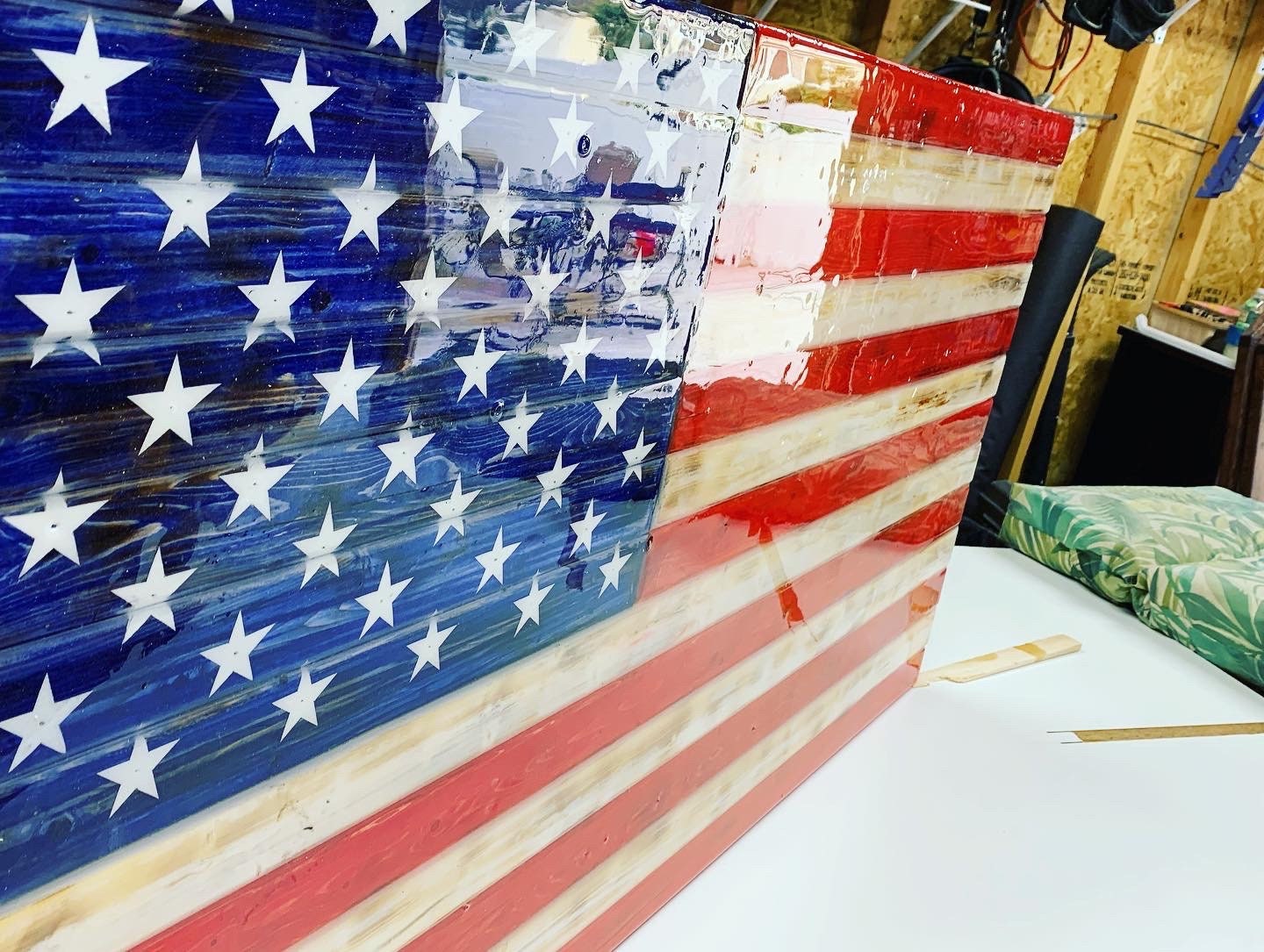 Wooden American Flag Covered With Clear Epoxy - Etsy