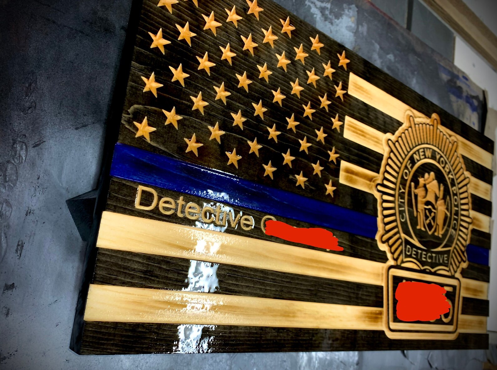 Thin Blue Line Wooden Flag Police Graduation Police Academy | Etsy