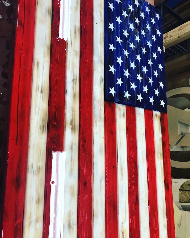 Wooden American Flag Covered With Clear Epoxy - Etsy