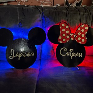 Illuminated Minnie Head With Multicolor LED Lighting, Disney Wall Decor ...