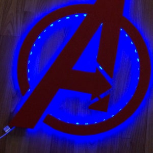 Illuminated Avengers Wooden LED Sign, Wall Sign, Avengers Wall Art ...