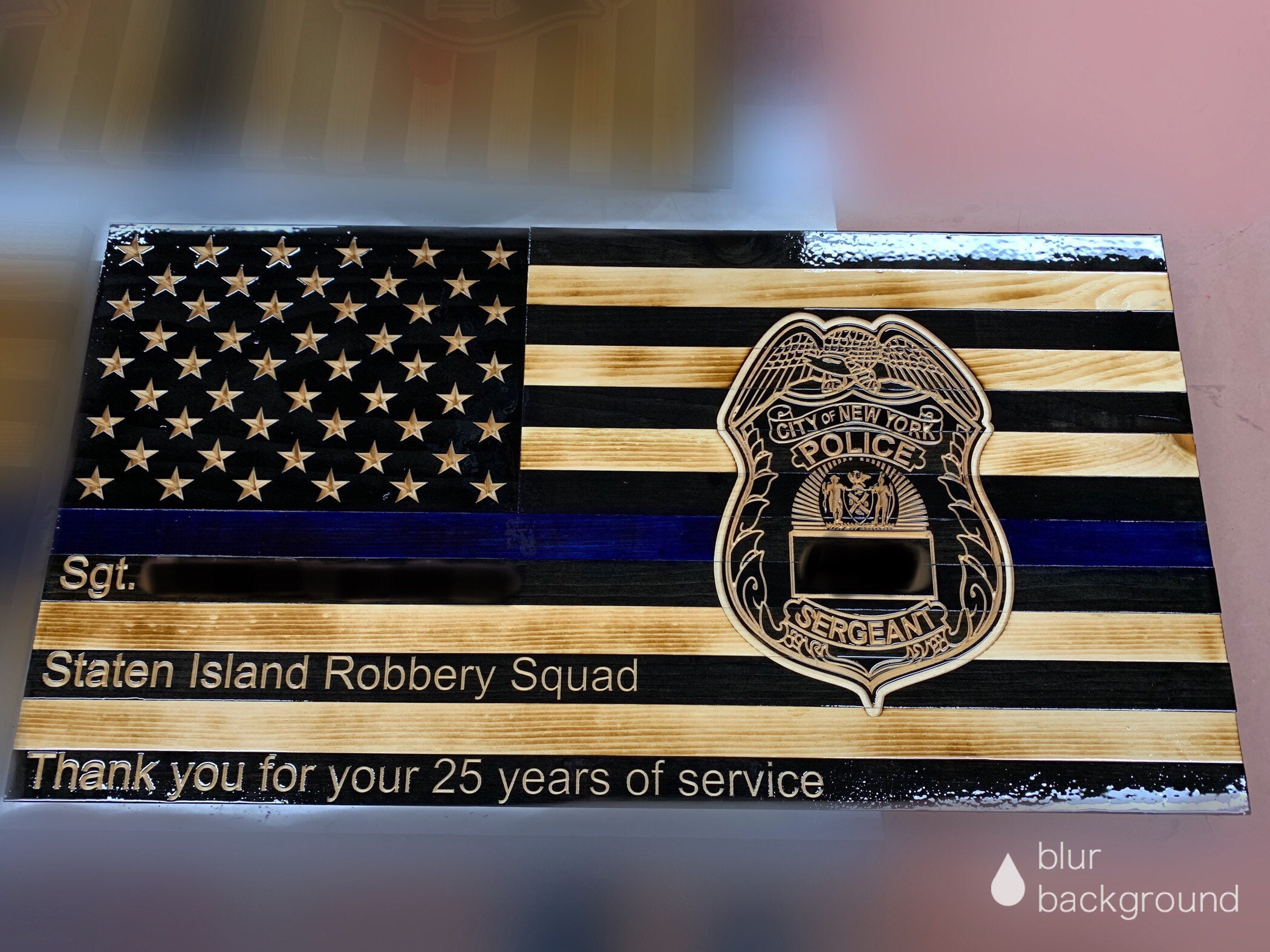 Thin Blue Line Wooden Flag Police Graduation Police Academy | Etsy