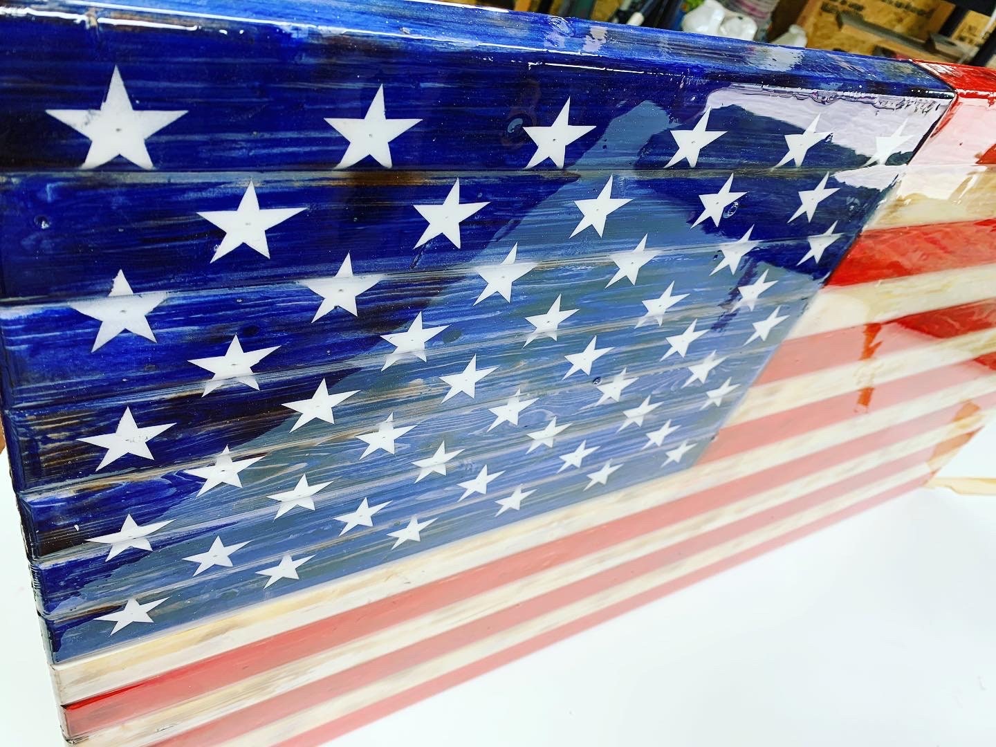 Wooden American Flag Covered With Clear Epoxy | Etsy
