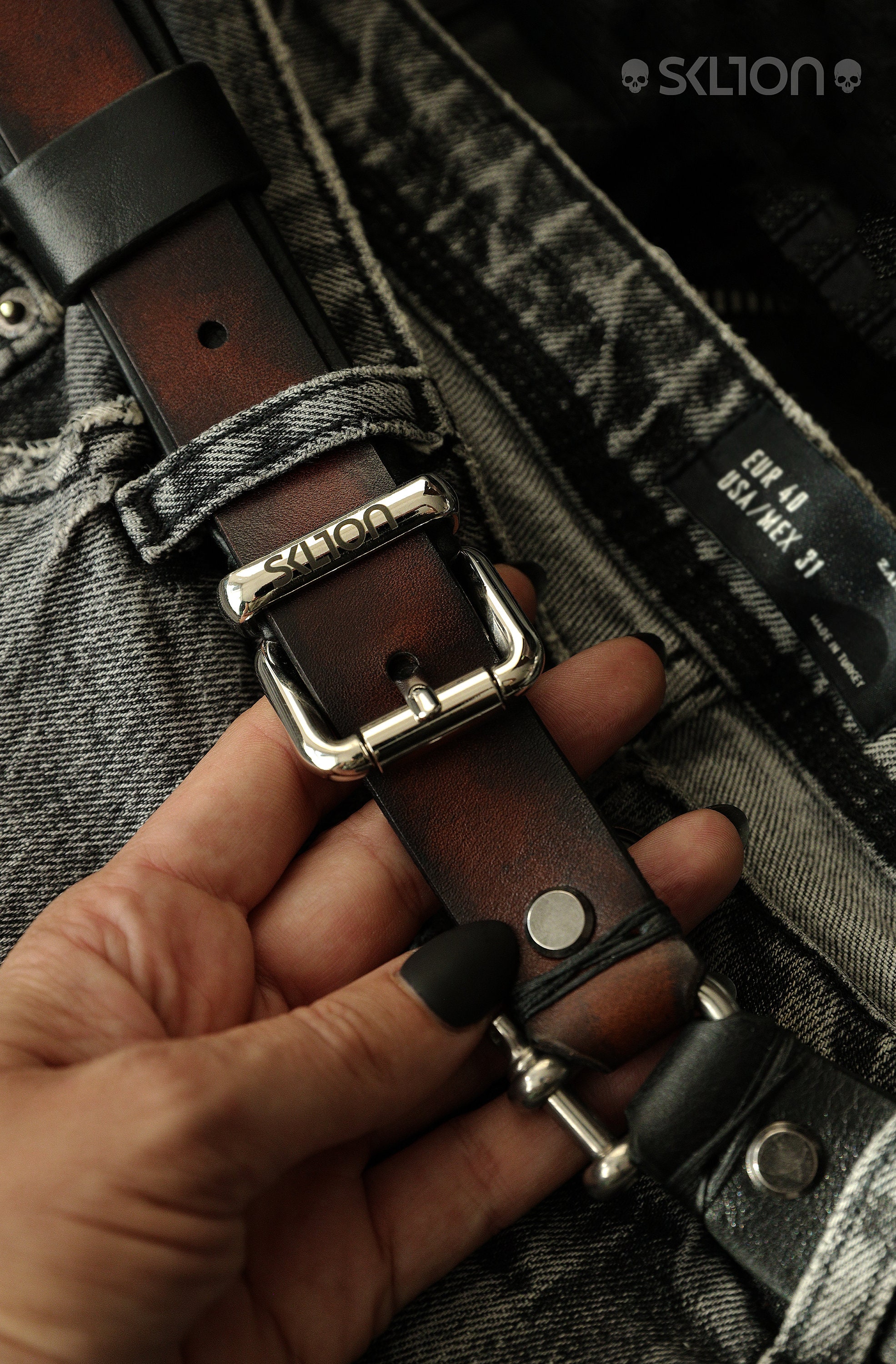 Belts SKLTON bone Skeleton in Black Color With Brown Soft - Etsy