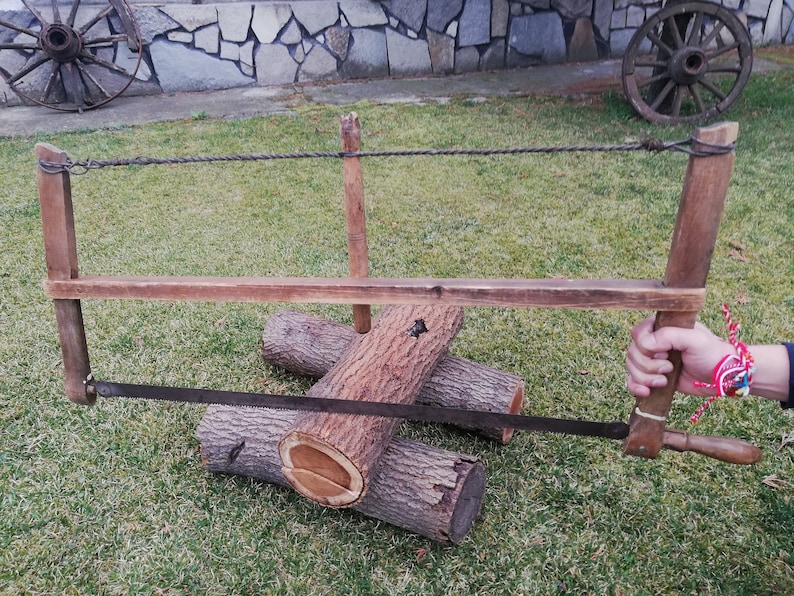 Antique Bow Saw 1930's Hand Saw Primitive Wooden Crosscut Bow Saw Rusty ...