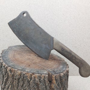 Vintage Cleaver - Primitive Meat Knife - Bone Chopper - Heavy Butcher ...