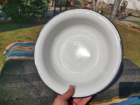 Vintage Enamel Wash Basin Metal Large Kitchen Bowl Rustic | Etsy