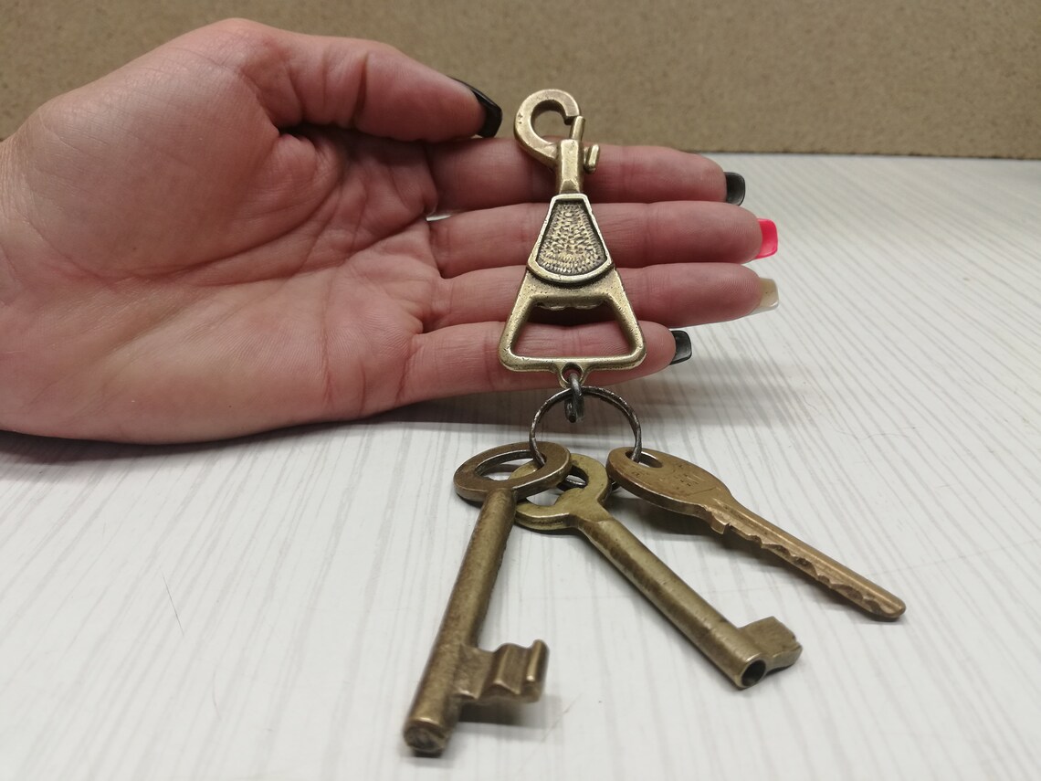 Vintage Keychain With 3 Keys Brass Kit Brass Key Holder | Etsy