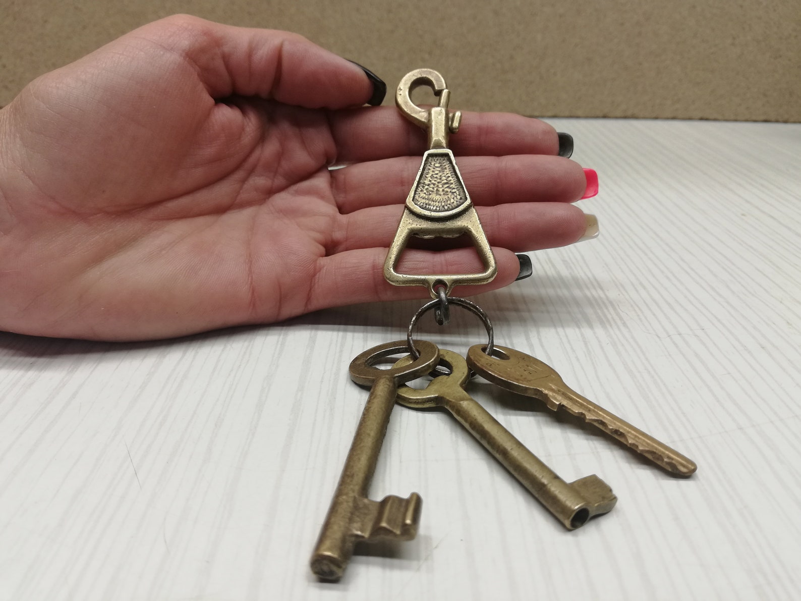 Vintage Keychain With 3 Keys Brass Kit Brass Key Holder | Etsy