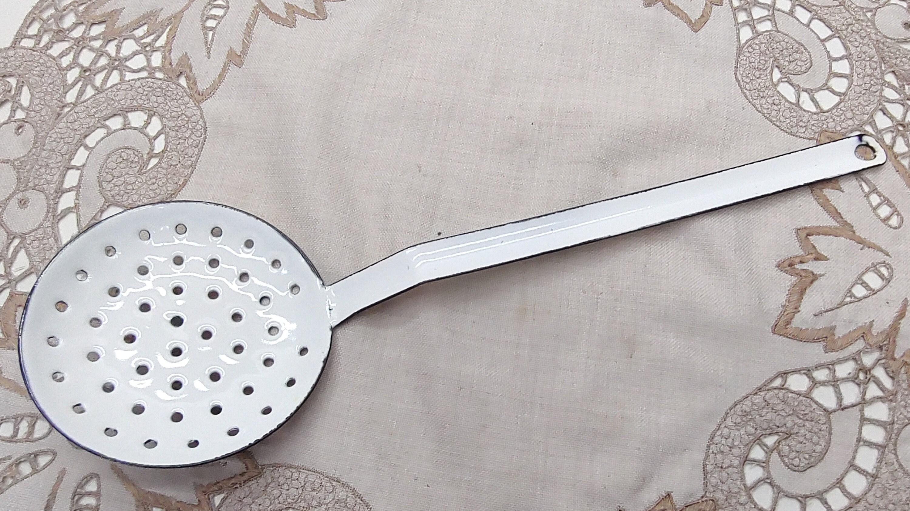 Vintage Enamel Strainer Spoon Metal Skimming Spoon Kitchen - Etsy