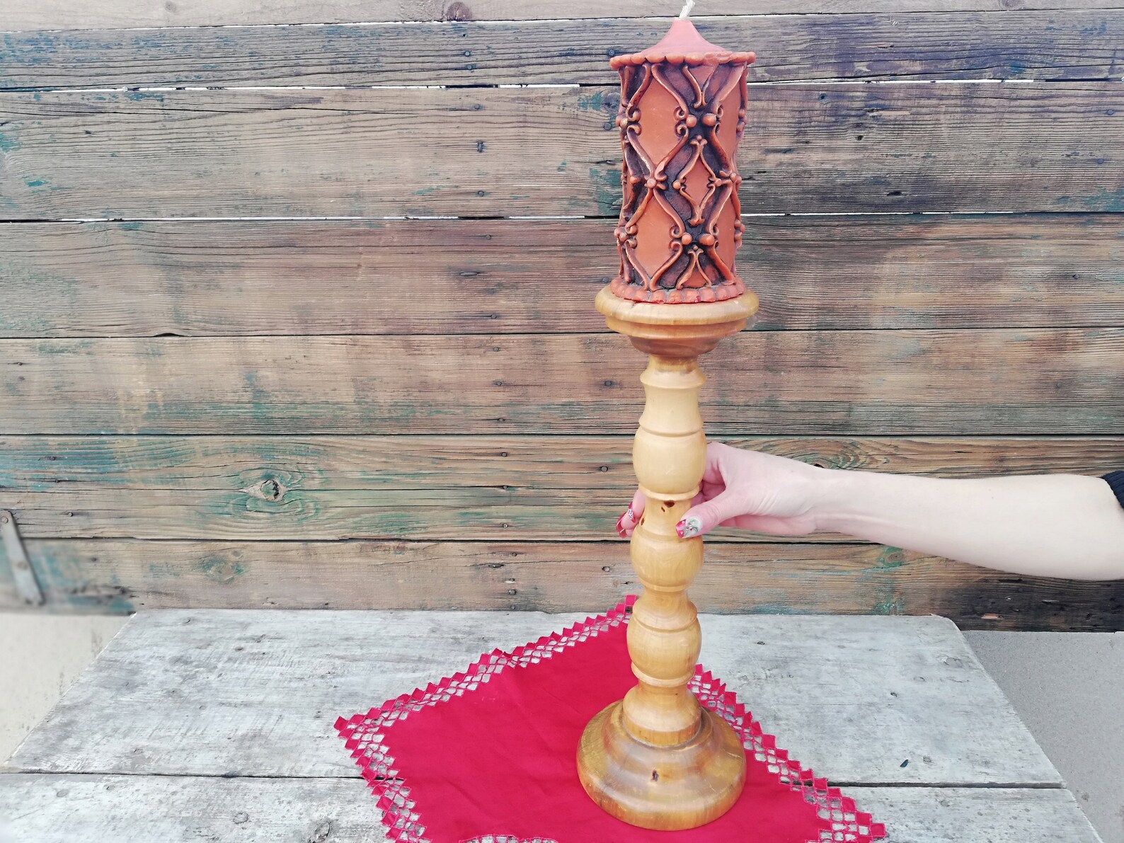 Vintage Wooden Candlestick Handmade Solid Wood Candlestick - Etsy