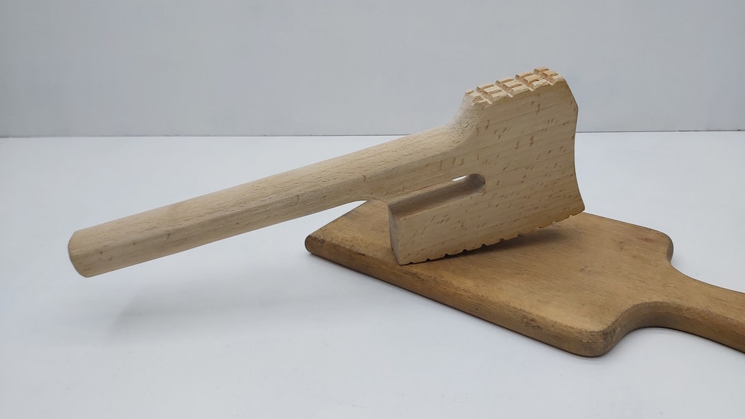 Vintage Wooden Meat Mallet - Wood Kitchen Mallet - Meat Tenderizer ...