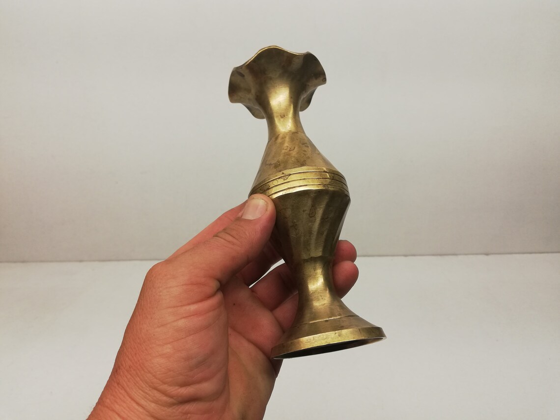 Vintage small brass vase Solid brass vase Short brass vase | Etsy