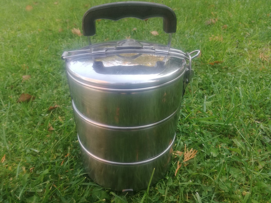 Vintage Food Container - Stainless Steel Lunch Boxes - Set of Three ...