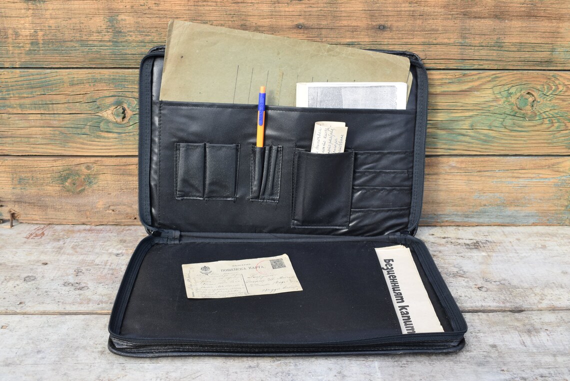 Vintage Black Folder of Artificial Leather for 70s Folder for - Etsy