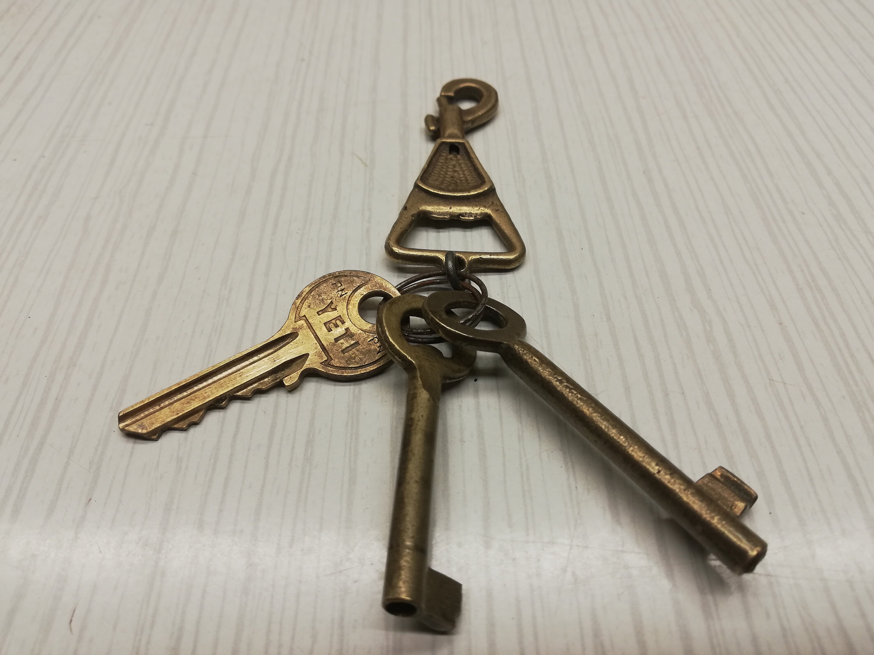 Vintage Keychain With 3 Keys Brass Kit Brass Key Holder | Etsy