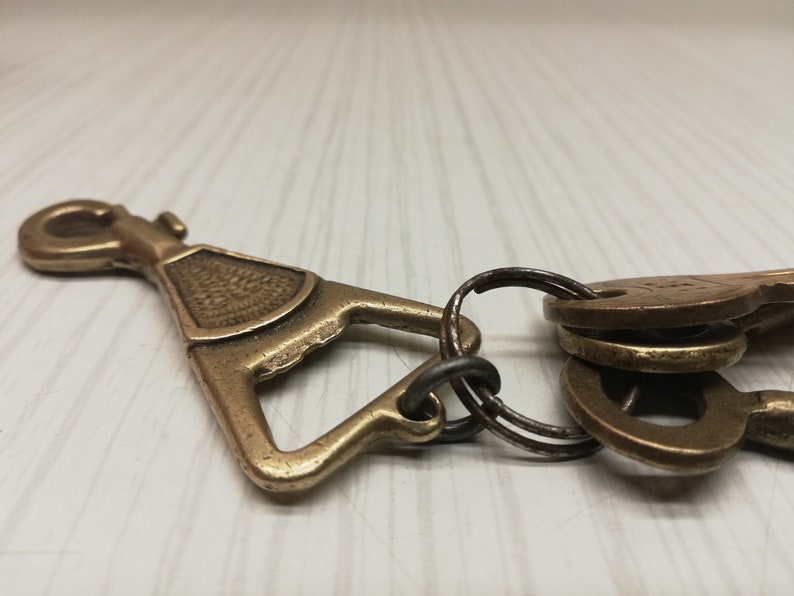 Vintage Keychain With 3 Keys Brass Kit Brass Key Holder | Etsy