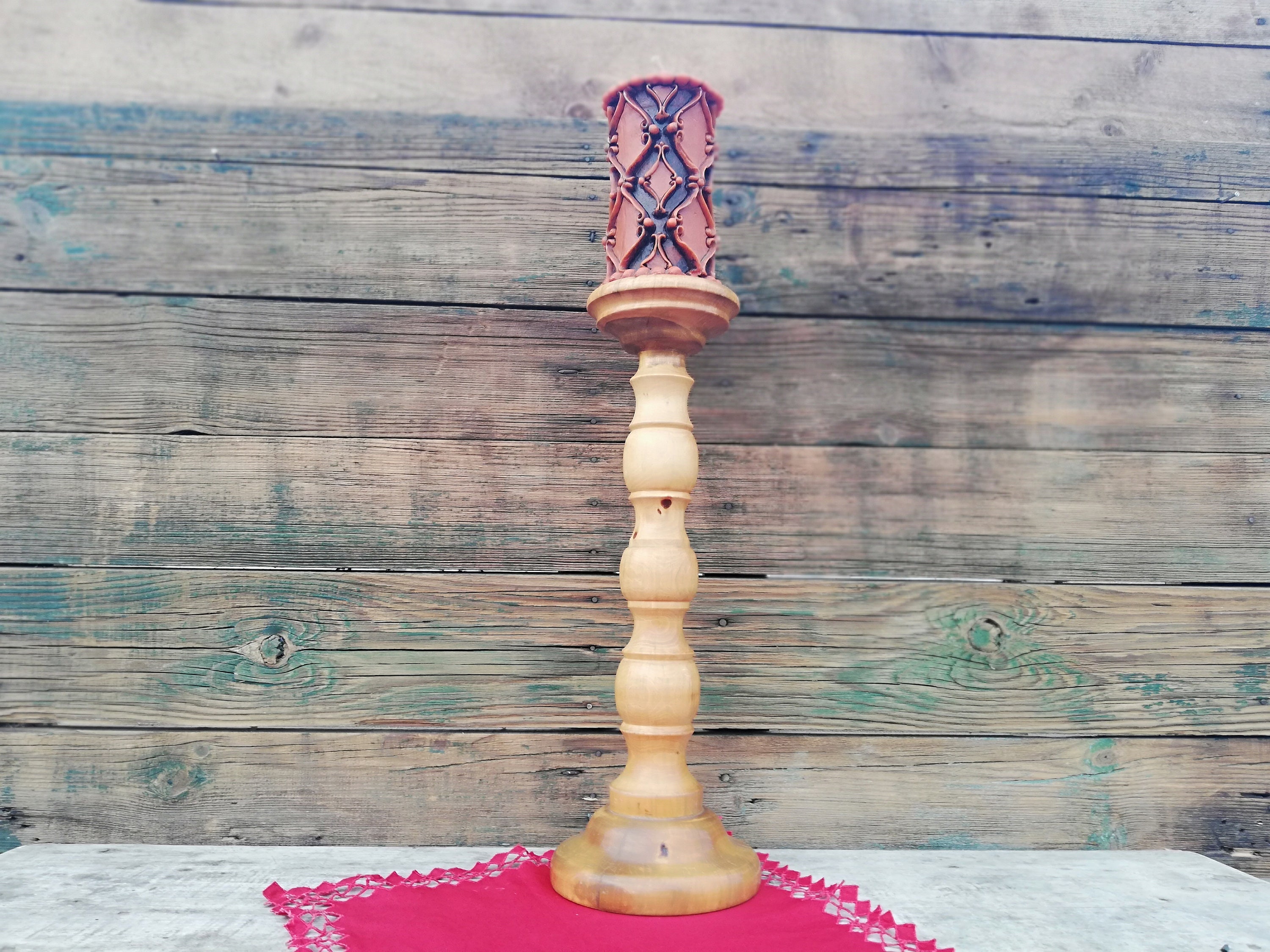 Vintage Wooden Candlestick Handmade Solid Wood Candlestick - Etsy