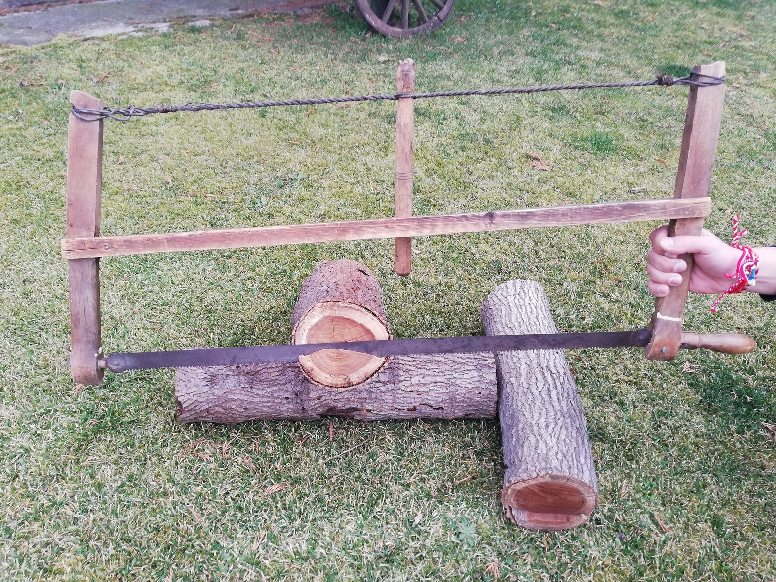 Antique Bow Saw 1930's Hand Saw Primitive Wooden Crosscut Bow Saw Rusty ...