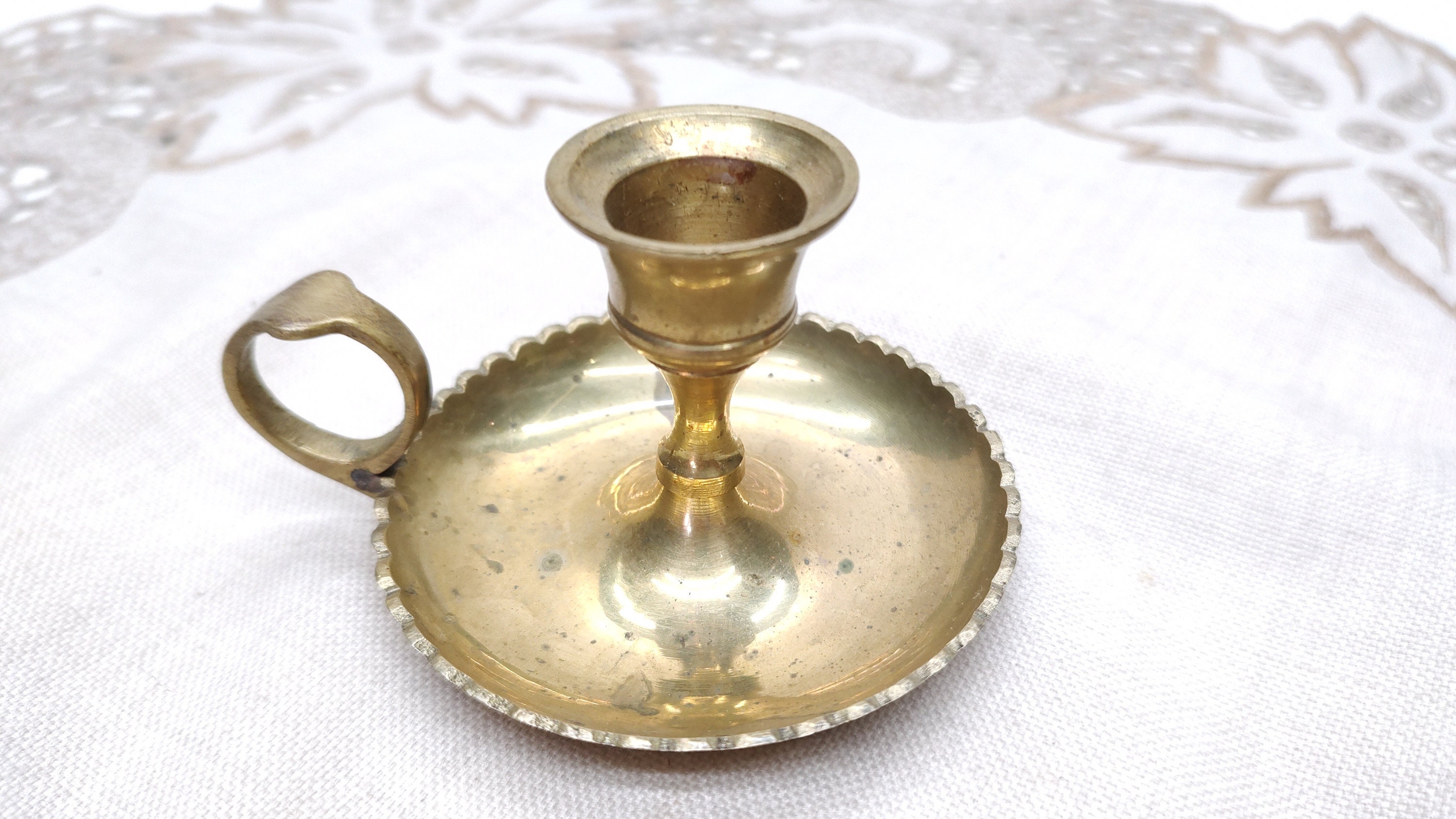 Vintage Brass Candle Holder Small Chamber Candlestick Holder Candle ...