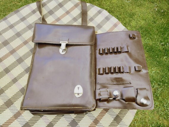 Vintage WW2 Army Officer Leather Bag: Dark Brown Mili… - Gem