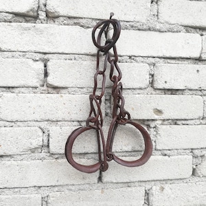 Antique Shackles Horse Leg - Forged Iron Double Shackles - Chain Animal ...