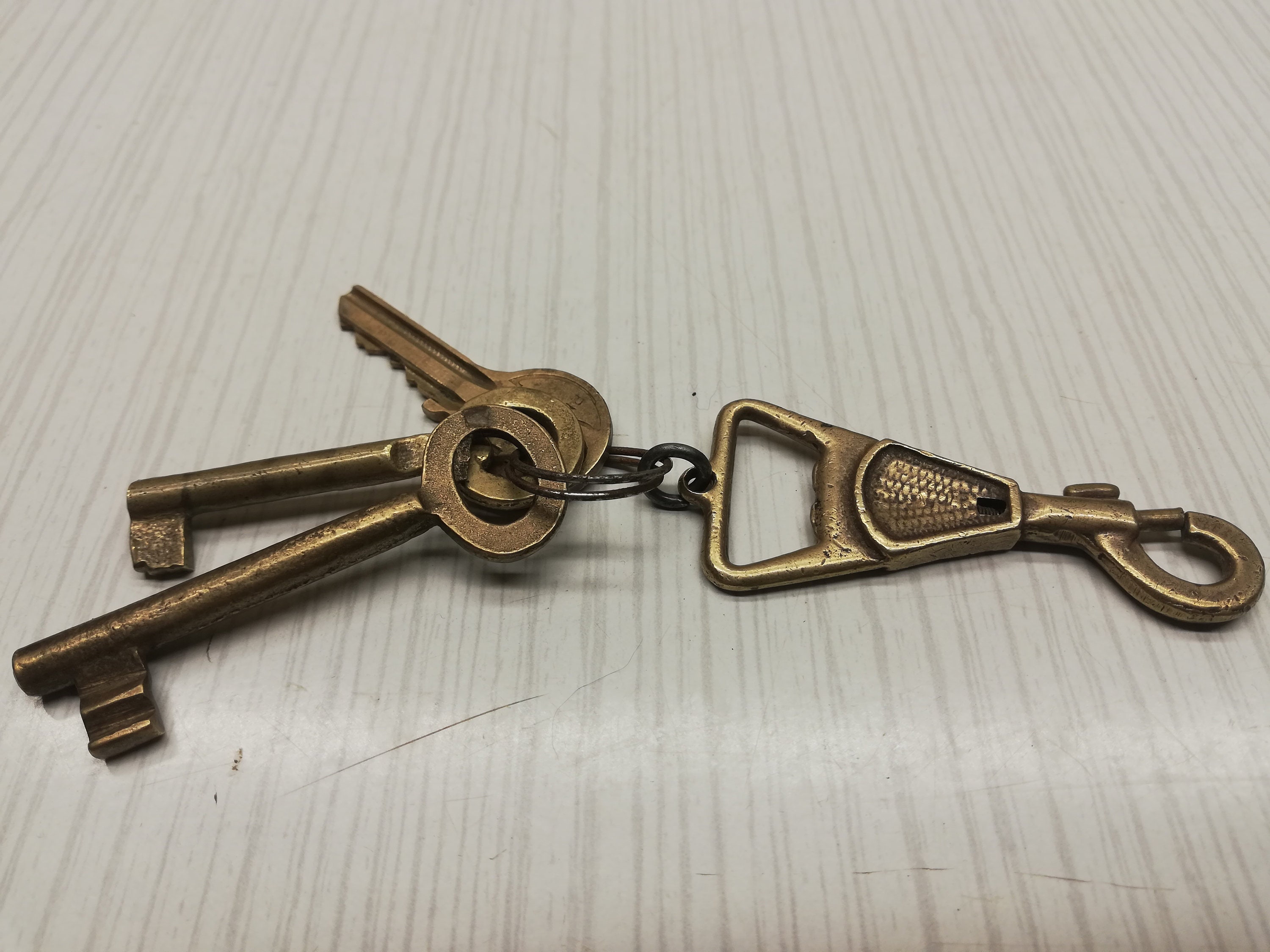 Vintage Keychain With 3 Keys Brass Kit Brass Key Holder | Etsy