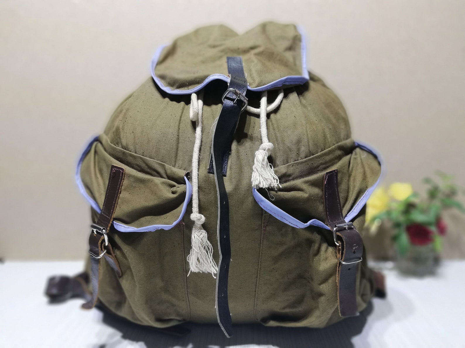 Large canvas backpack Mountain backpack Hiking backpack | Etsy