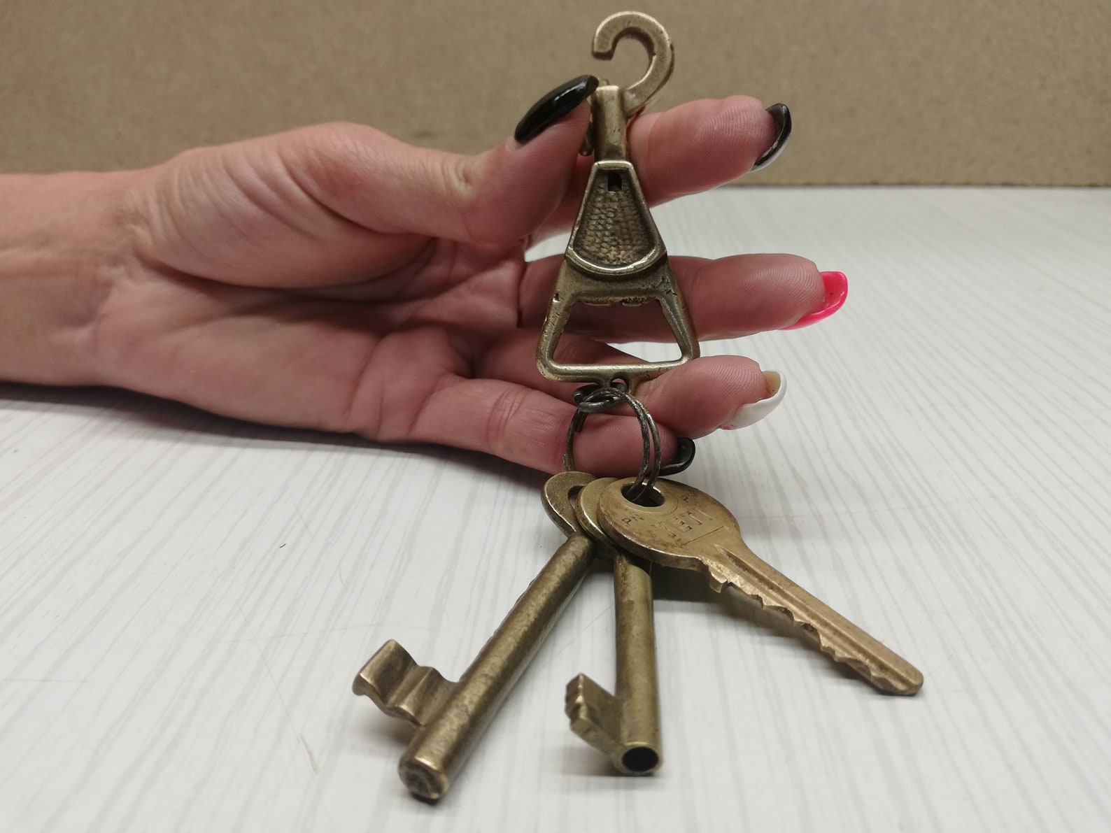 Vintage Keychain With 3 Keys Brass Kit Brass Key Holder | Etsy