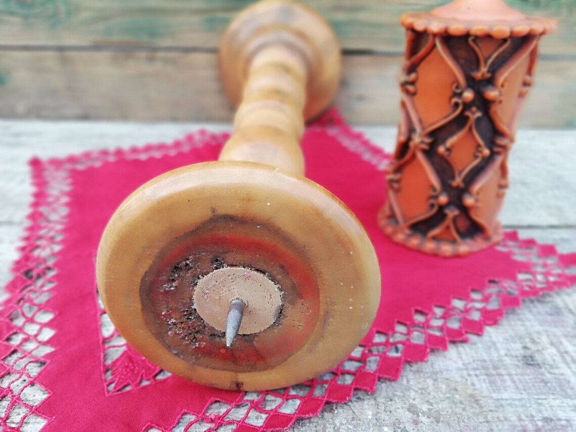 Vintage Wooden Candlestick Handmade Solid Wood Candlestick - Etsy