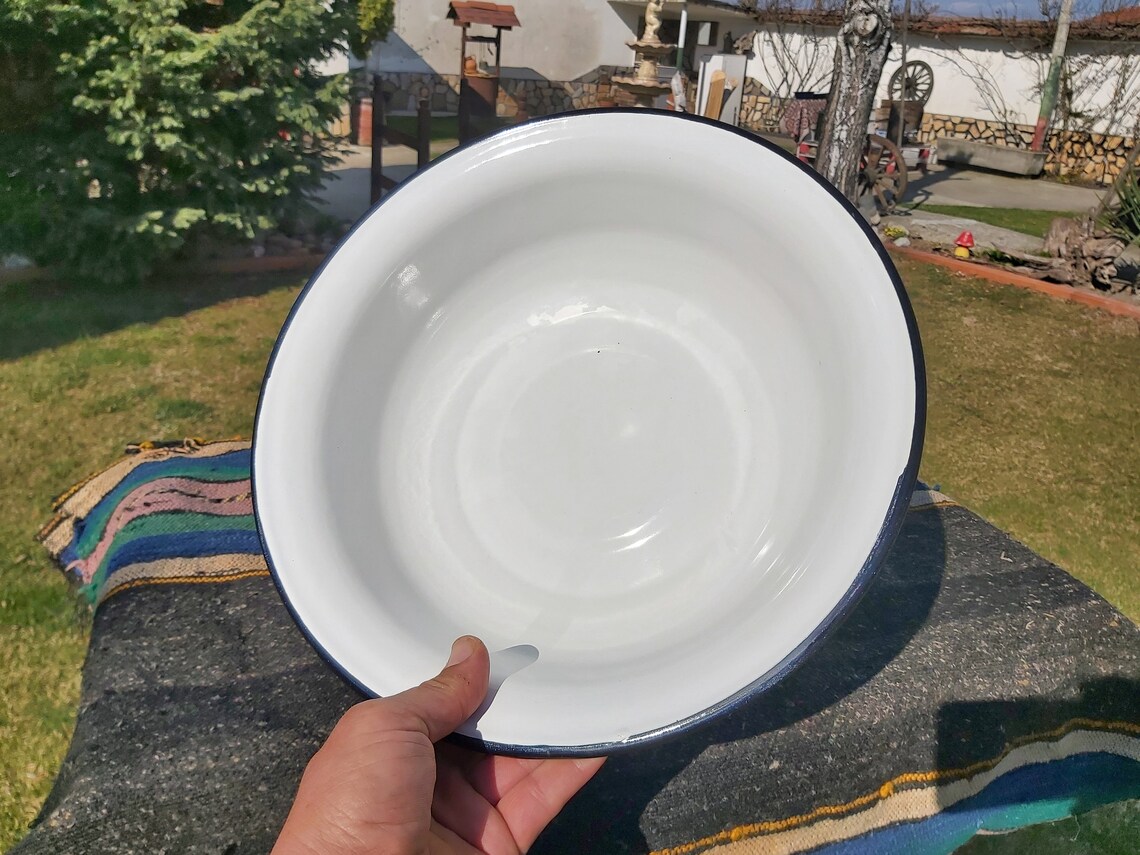 Vintage Enamel Wash Basin Metal Large Kitchen Bowl Rustic | Etsy