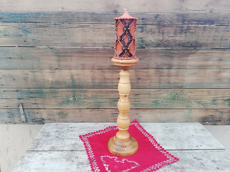 Vintage Wooden Candlestick Handmade Solid Wood Candlestick - Etsy