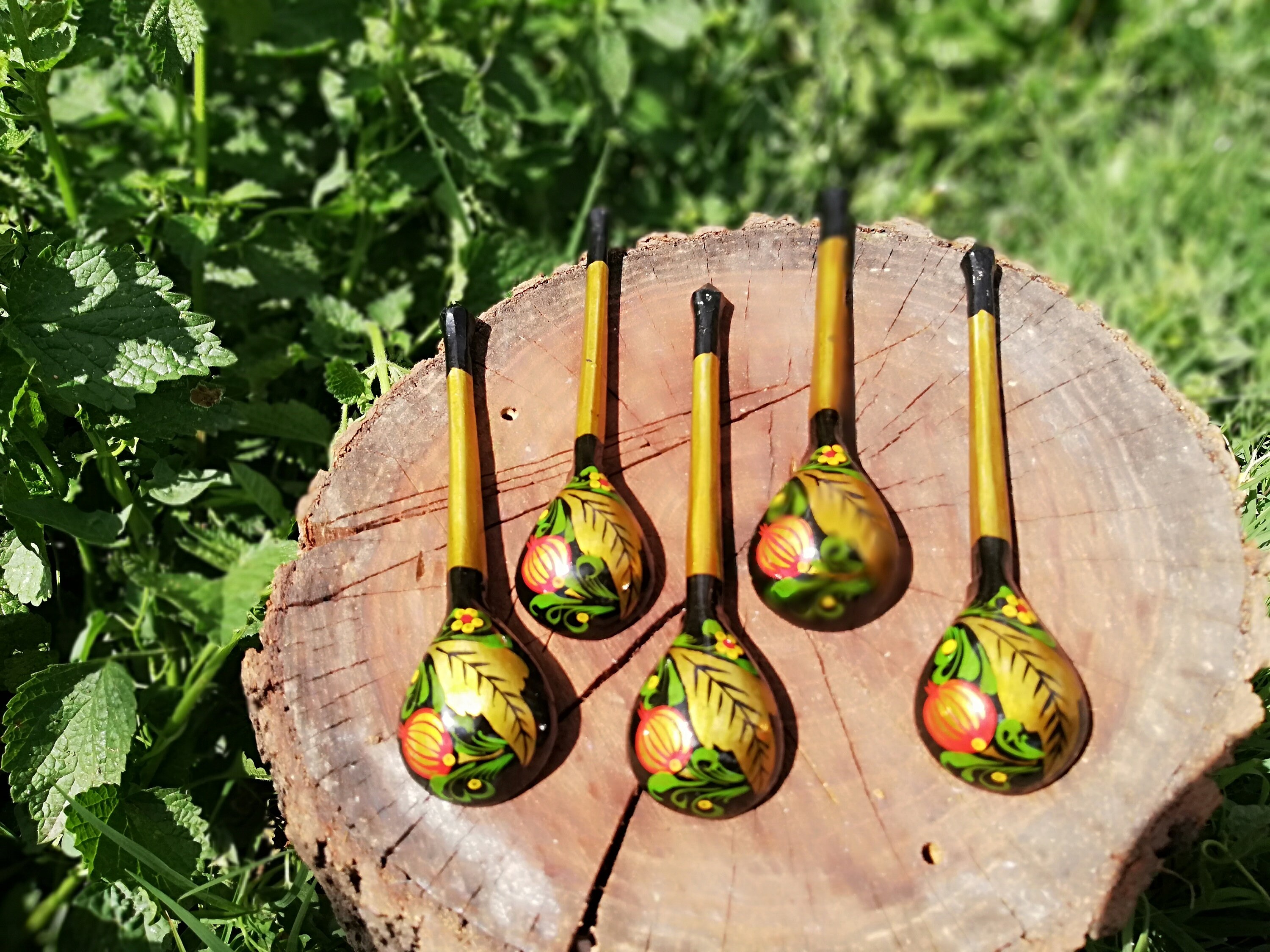 Hand-drawn Vintage Russian Wooden Spoons Set of Five Painted - Etsy
