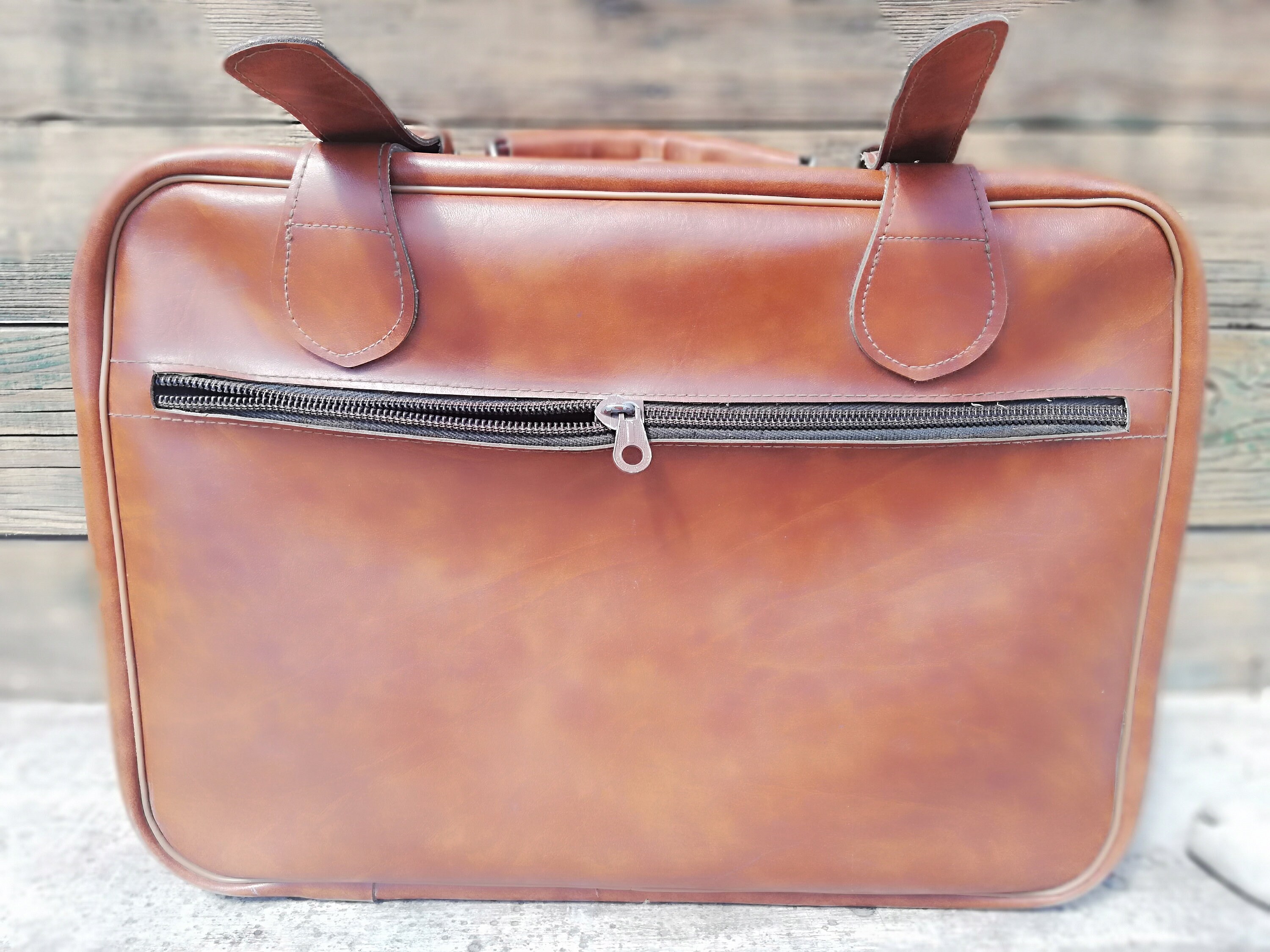 Vintage Leather Suitcase From 70s Brown Small Suitcase - Etsy