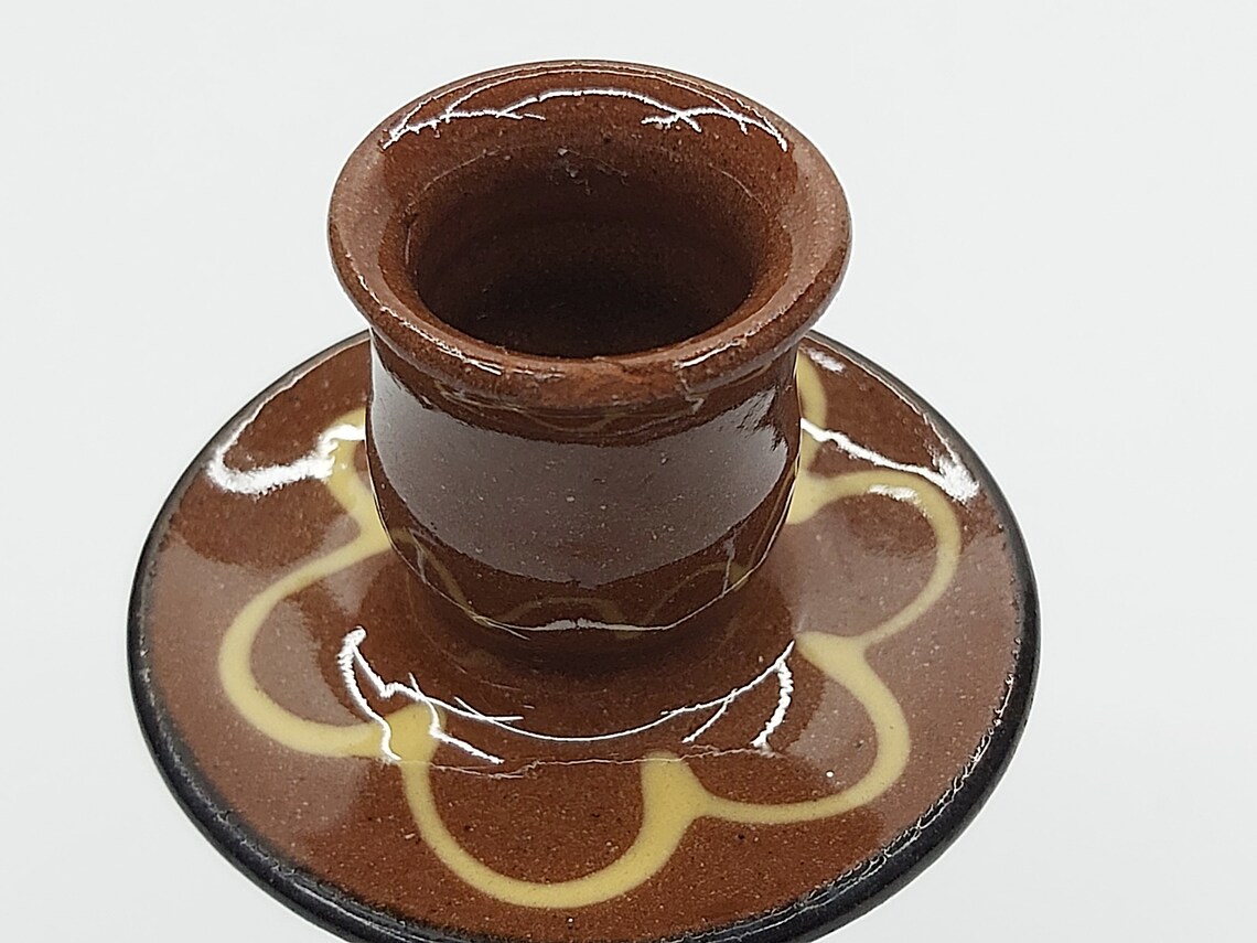 Vintage Hand Painted Pottery Candlestick Ceramic Single - Etsy