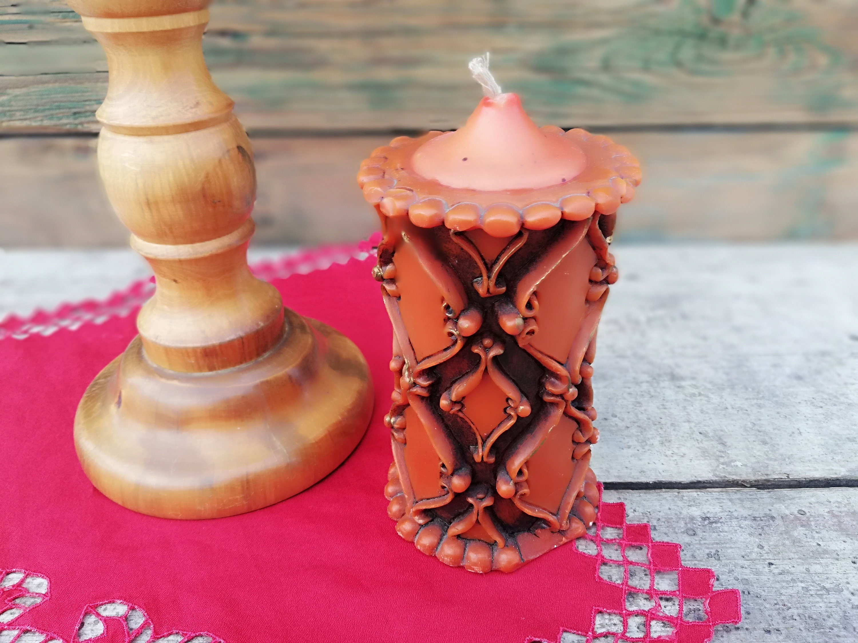 Vintage Wooden Candlestick Handmade Solid Wood Candlestick - Etsy