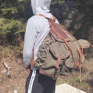 Large Canvas Durable Rugged Backpack 70s - Camping, Hiking, Mountain ...