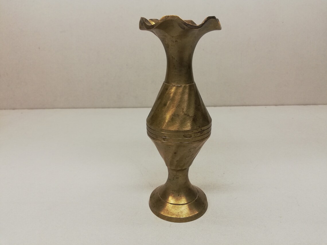 Vintage small brass vase Solid brass vase Short brass vase | Etsy