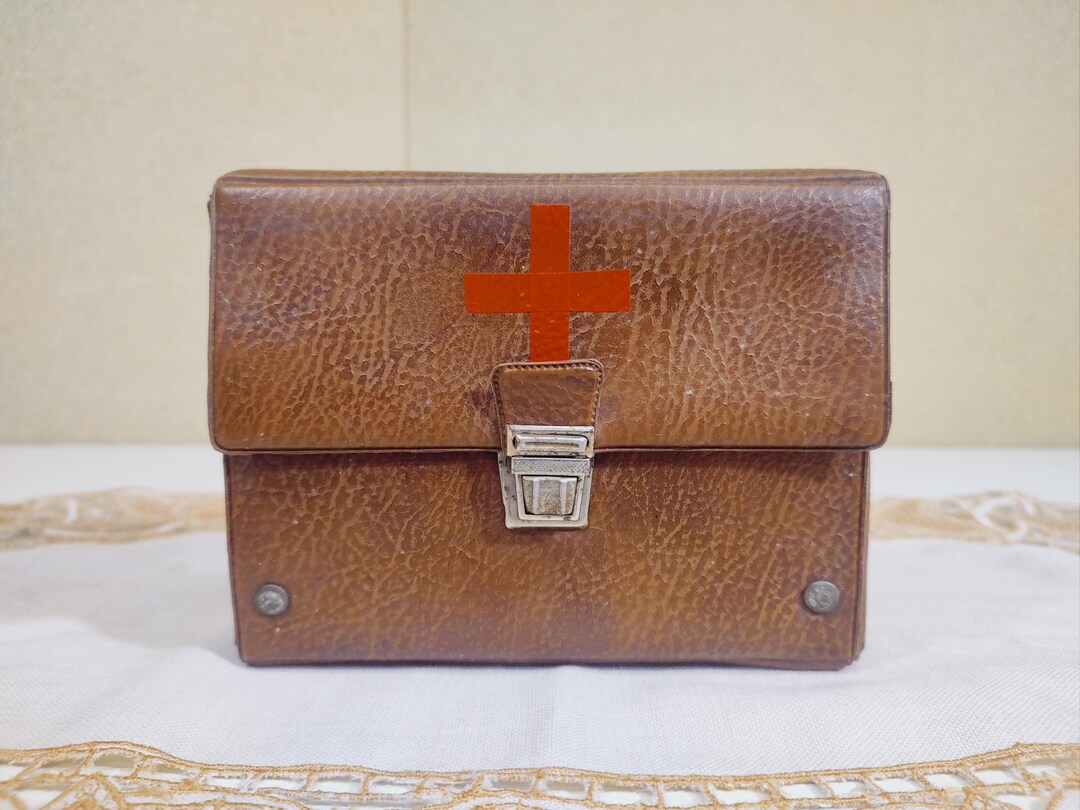 Vintage Leather First Aid Kit - Red Cross Medical Bag - 70s Germany - Etsy