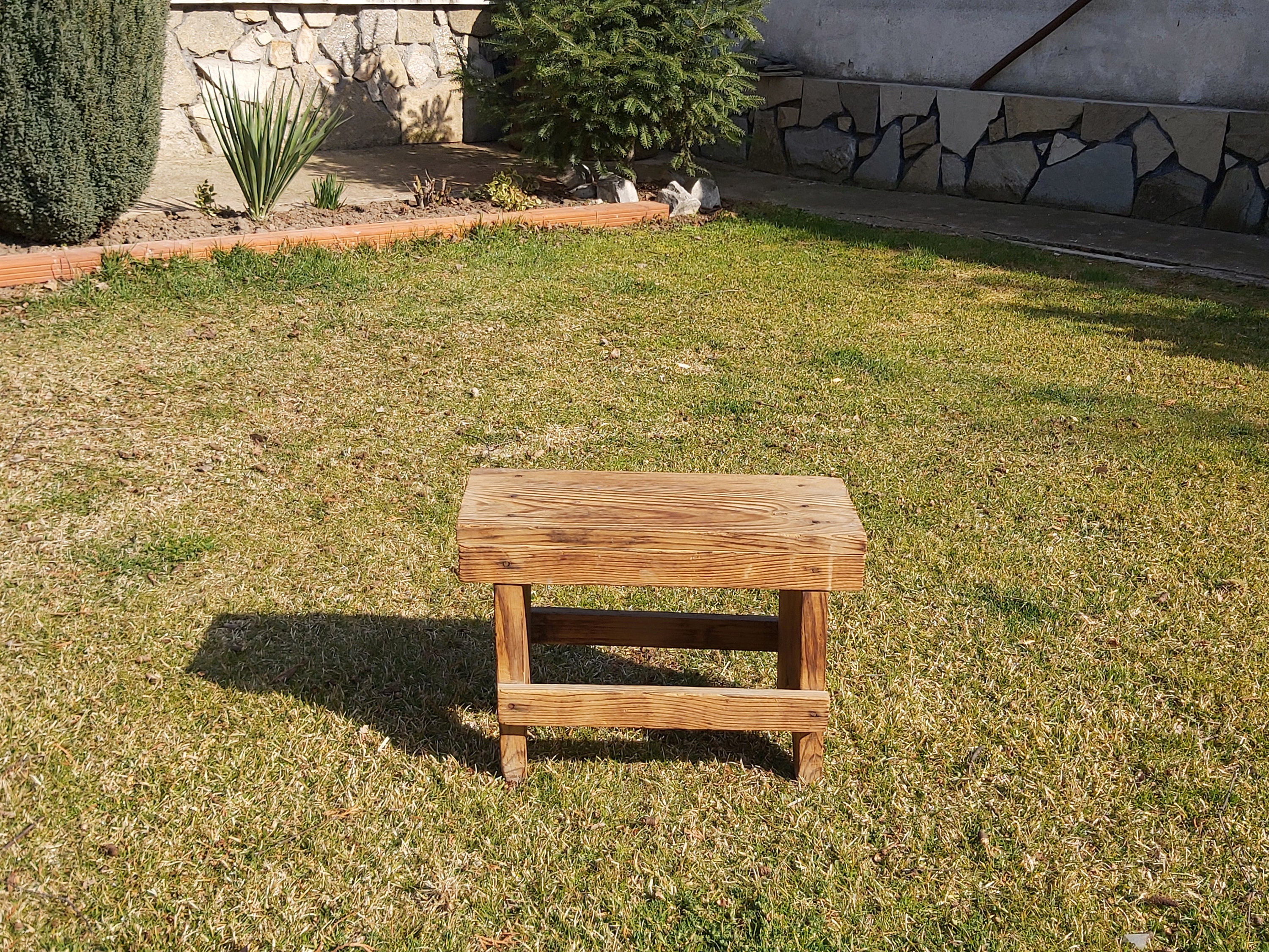 Vintage Wooden Stool Handmade Wooden Bench Farmhouse | Etsy