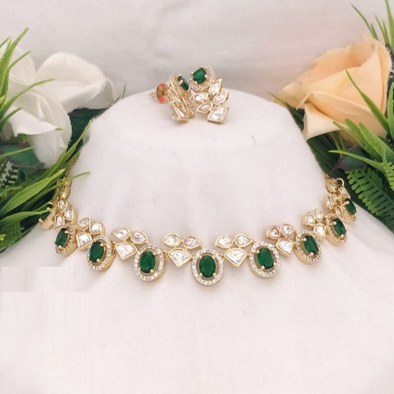 Cz ruby and emerald necklace set store